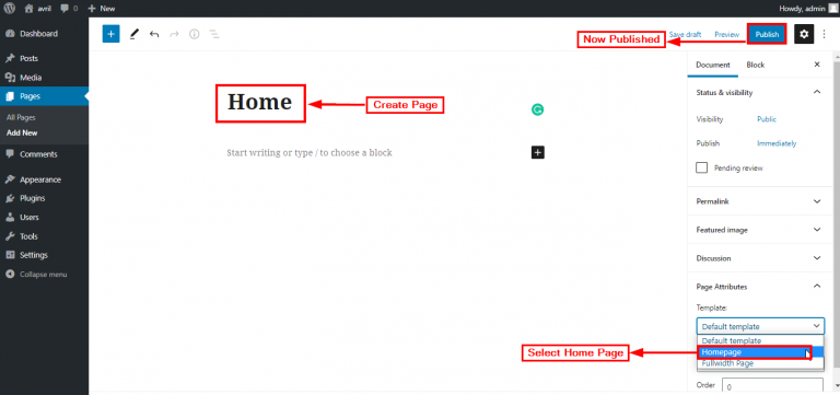 how-to-set-home-page-eduvert-lite-help-nayra-themes