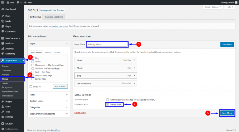 Menu Setup in Aera Lite ? – Help – Nayra Themes