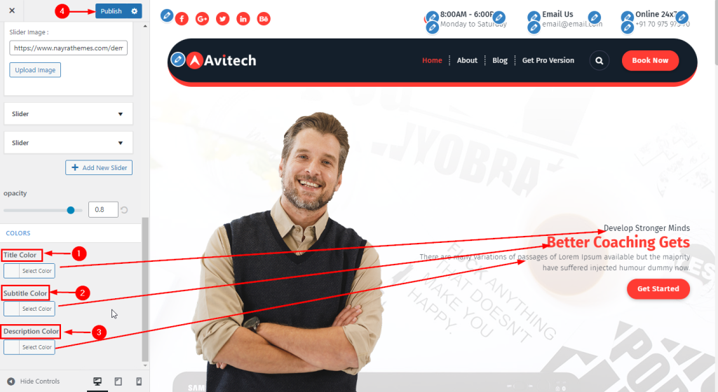 Manage Slider Title, Subtitle & Description Color in Avitech! – Help – Nayra Themes